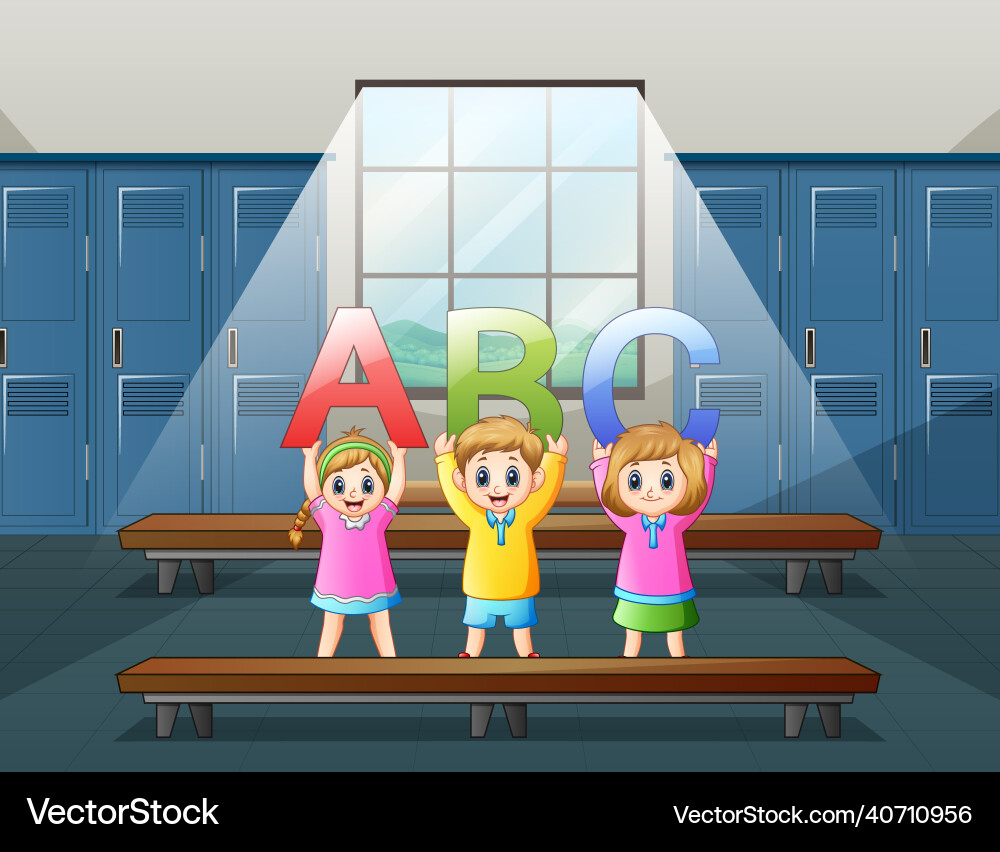 Happy student holding the letter abc Royalty Free Vector