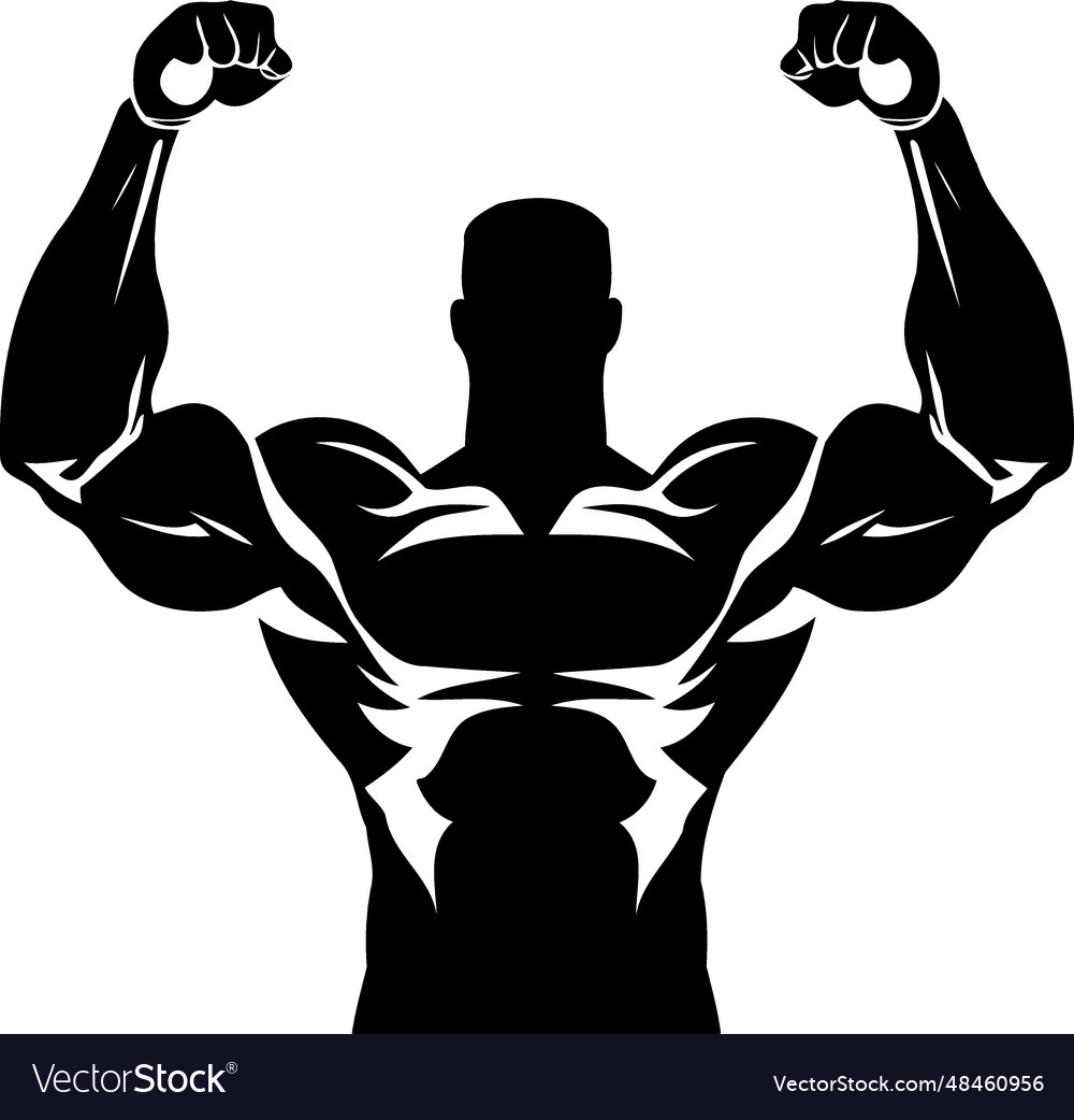 Muscular bodybuilder man silhouette Royalty Free Vector