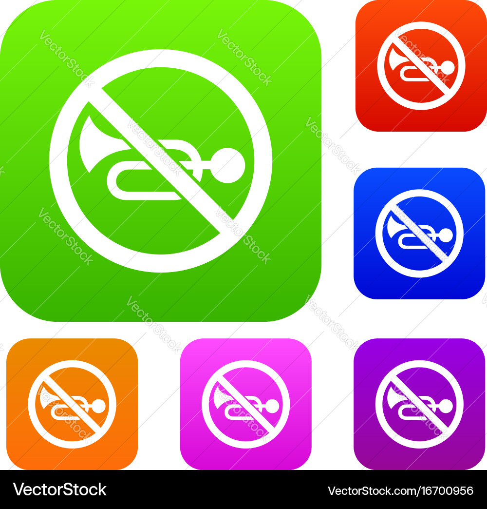 No horn traffic sign set collection Royalty Free Vector