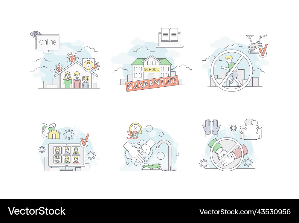 Pandemic with hand sanitizing and quarantine line Vector Image