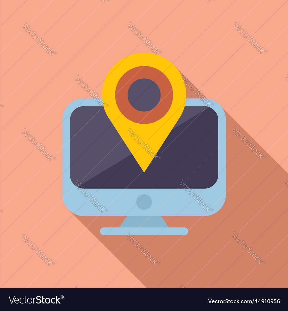 Pc location icon flat web button Royalty Free Vector Image