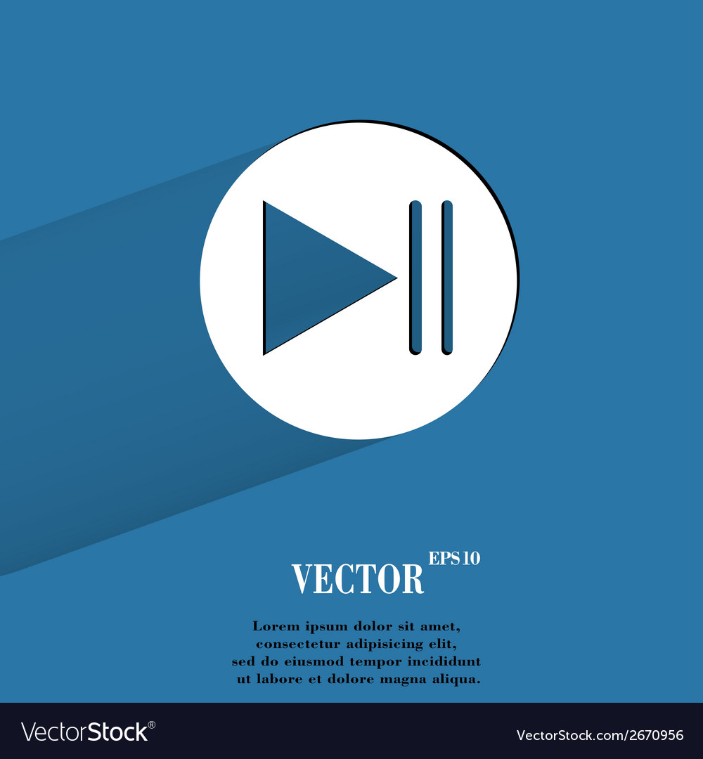 Play button web icon flat design Royalty Free Vector Image