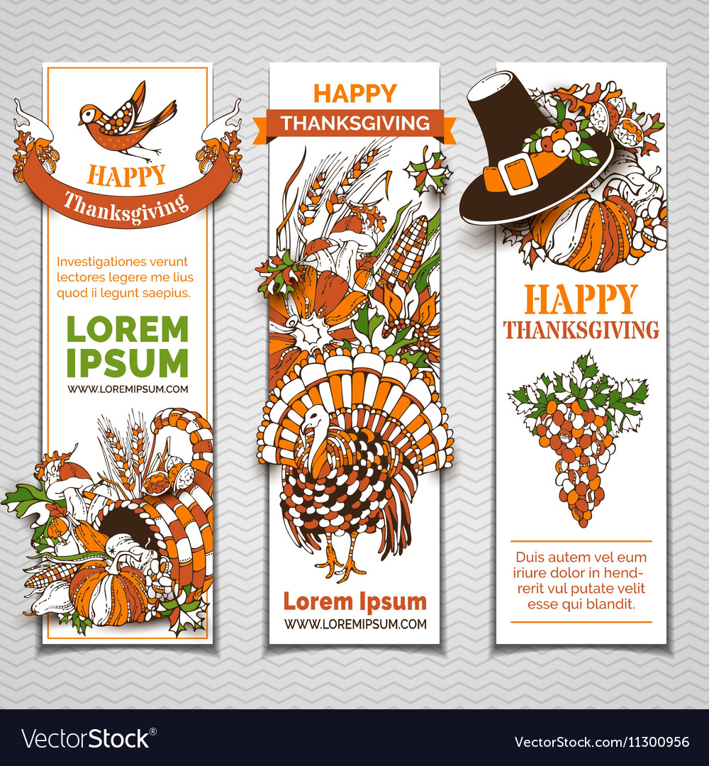 Set of thanksgiving banners Royalty Free Vector Image