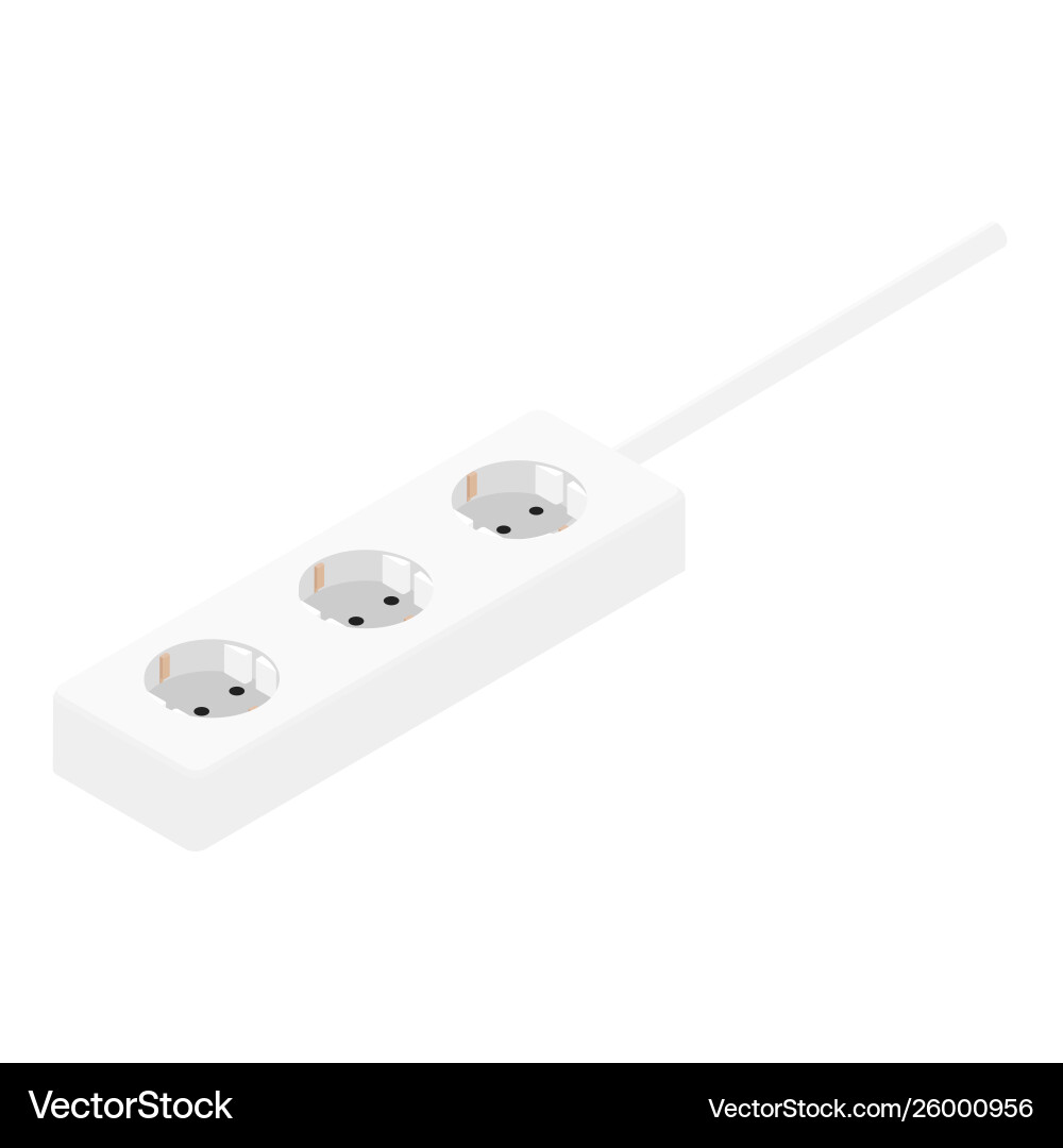 White electric extension cord isometric view Vector Image