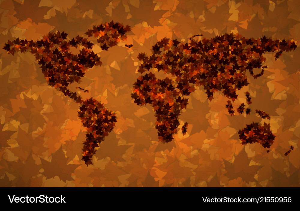 World map of maple leaves Royalty Free Vector Image