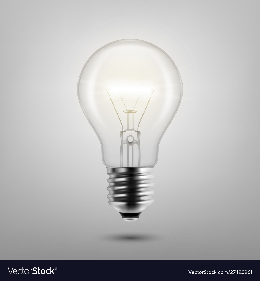 3d realistic turning on light bulb icon Royalty Free Vector