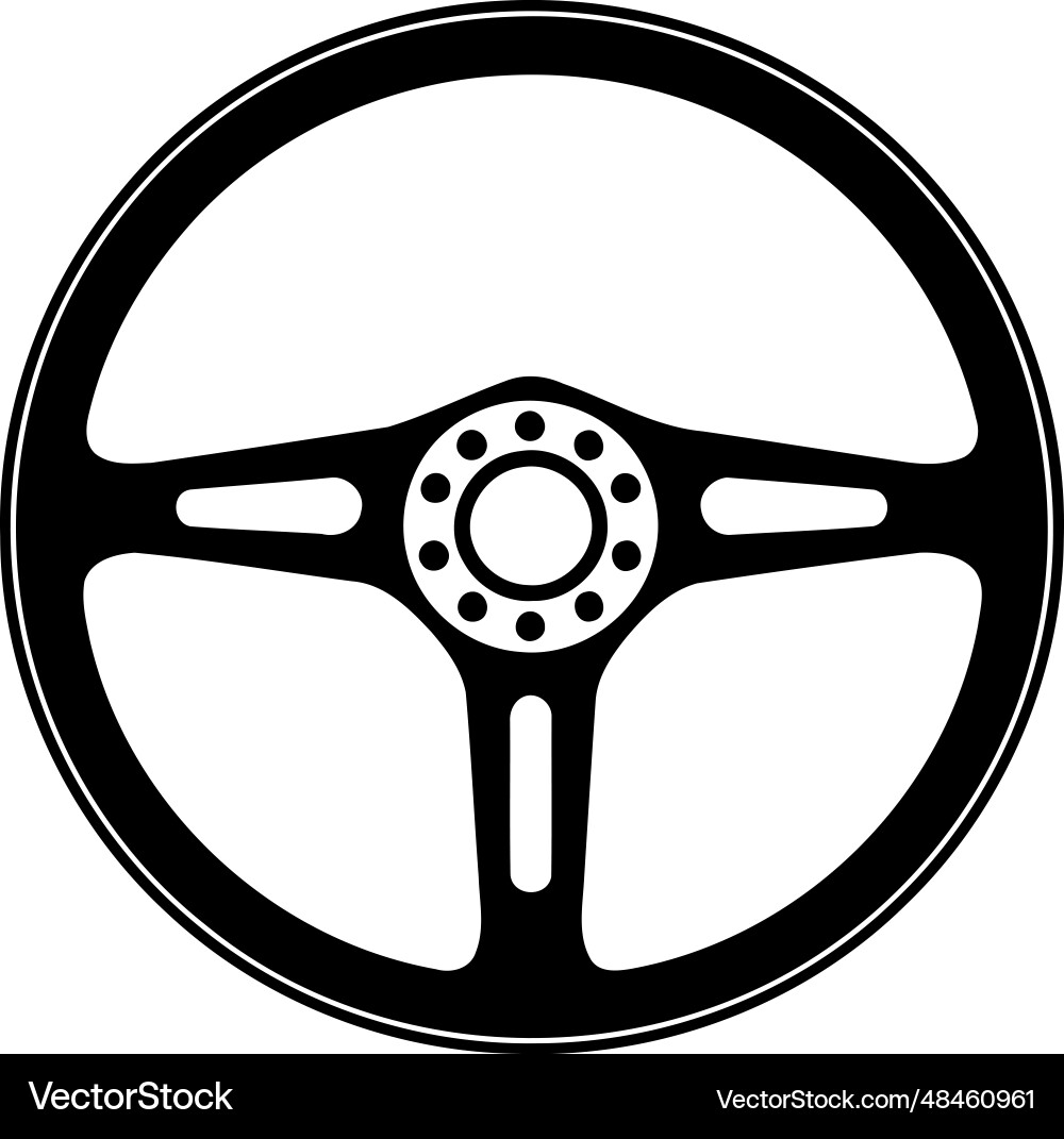 Black and white classic vintage car steering Vector Image