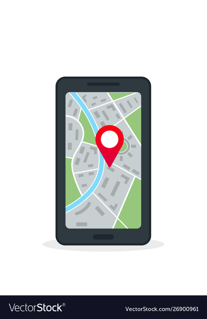 Black smartphone with city map navigation and gps Vector Image