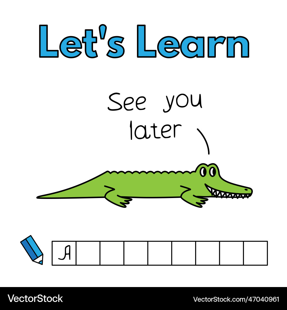 Cartoon alligator learning game for kids Vector Image