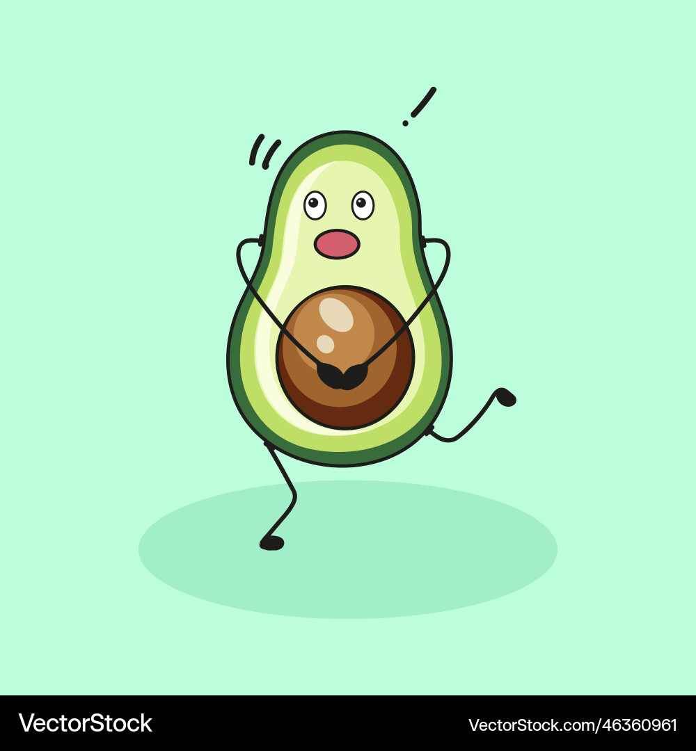 Cartoon cute avocado editable colorful drawing Vector Image