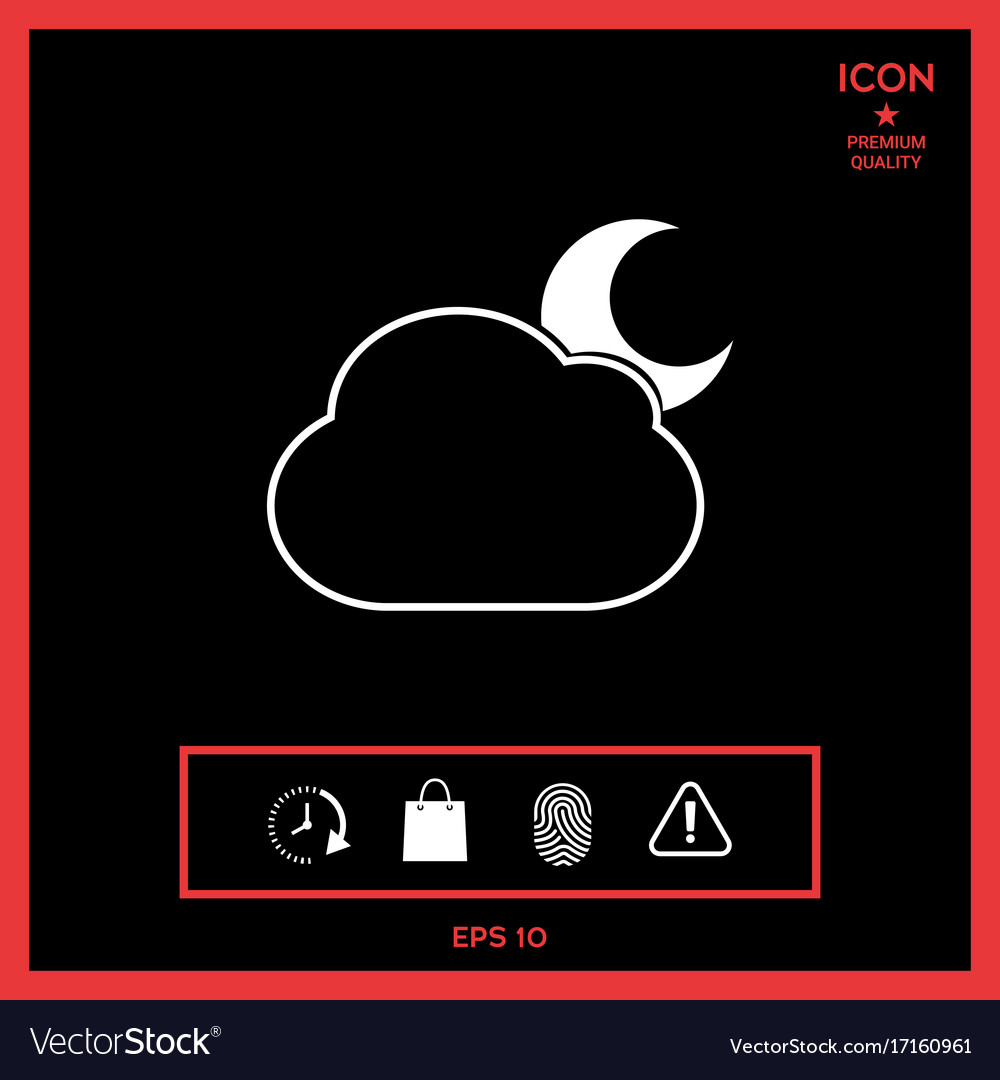 Cloud moon symbol - ico Royalty Free Vector Image