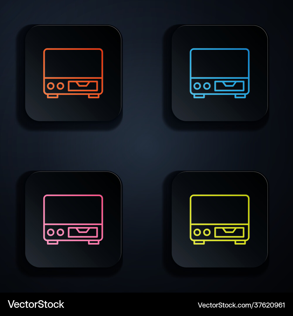 Color neon line old video cassette player icon Vector Image