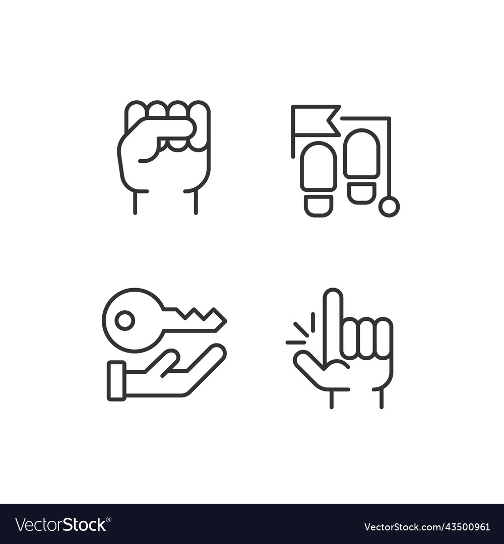 Goal Setting Pixel Perfect Linear Icons Set Vector Image