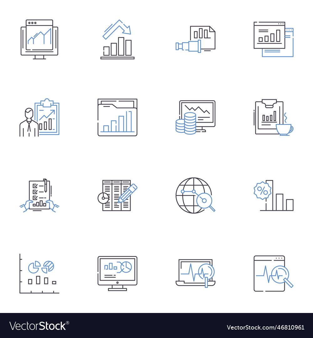 Inferential statistics line icons collection Vector Image