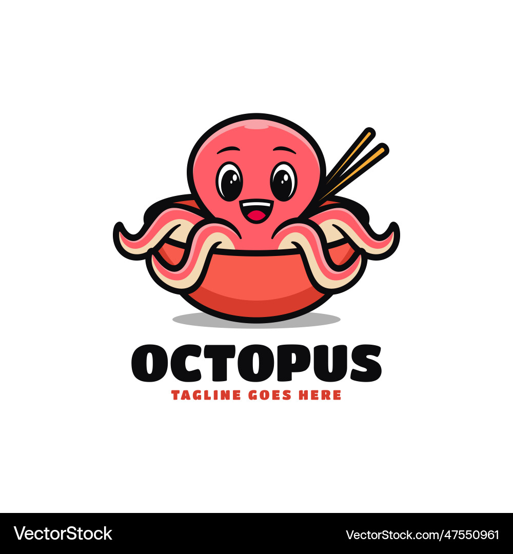 Logo octopus mascot cartoon style Royalty Free Vector Image