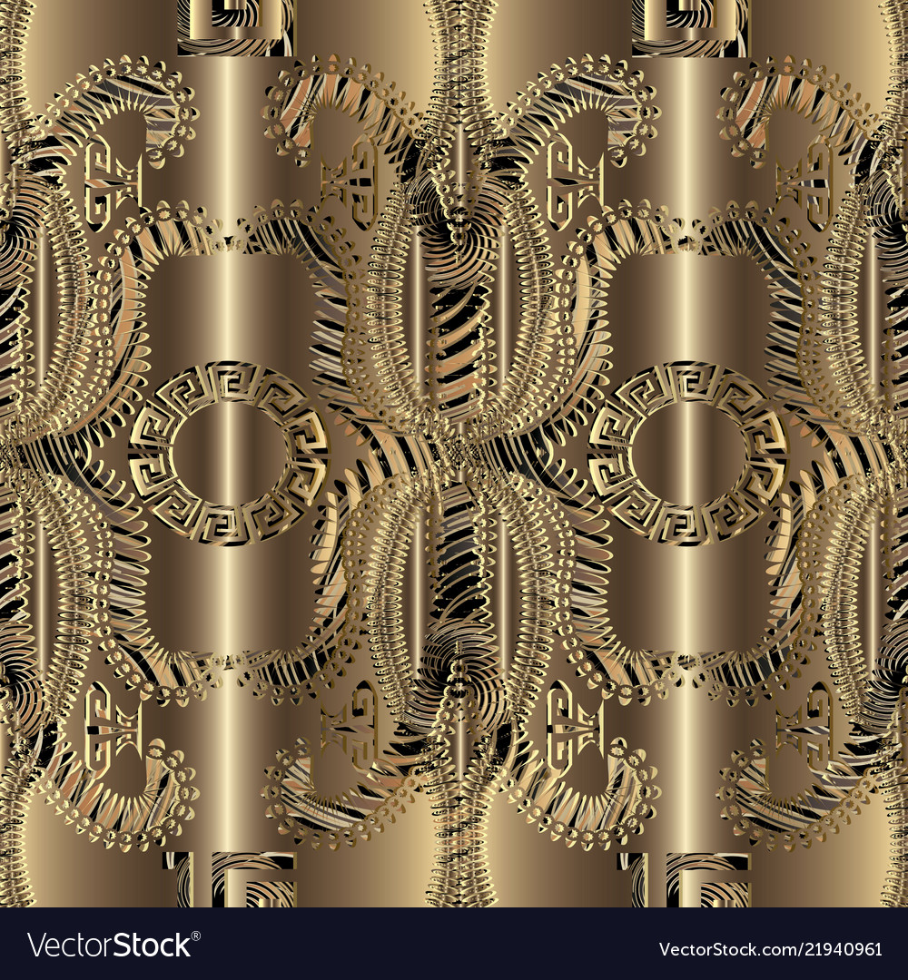 Modern gold 3d greek seamless pattern ornamental Vector Image Modern gold 3d greek seamless pattern ornamental Vector Image