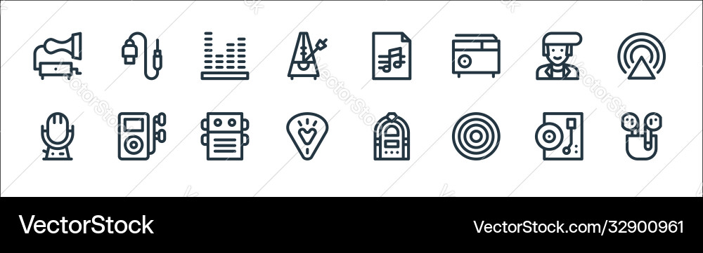 Music line icons linear set quality line set Vector Image
