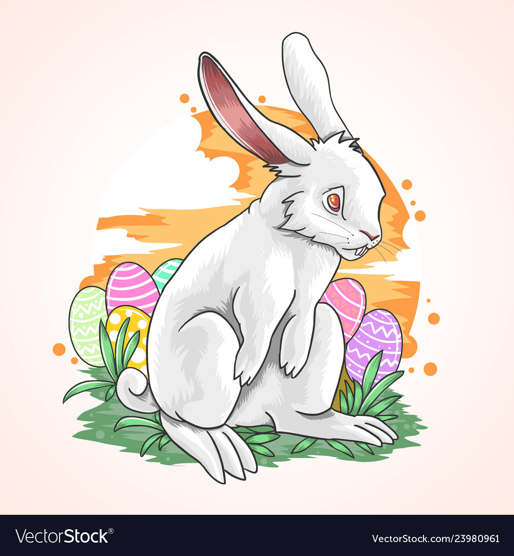 Rabbit easter fullcolour Royalty Free Vector Image