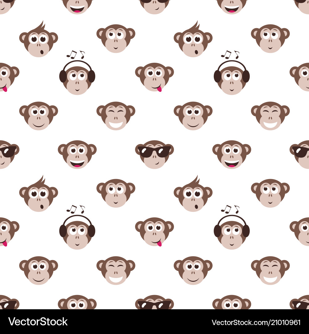 Seamless pattern with monkey faces Royalty Free Vector Image