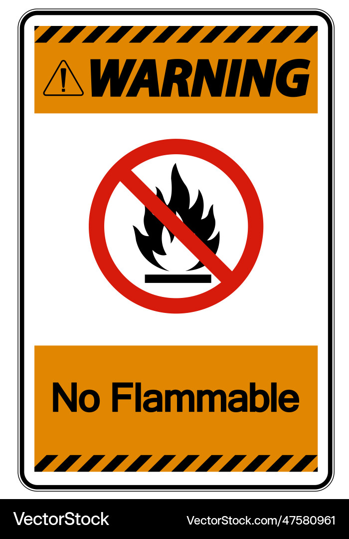 Warning no flammable symbol sign on white Vector Image