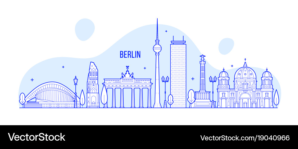 Berlin skyline germany city buildings Royalty Free Vector