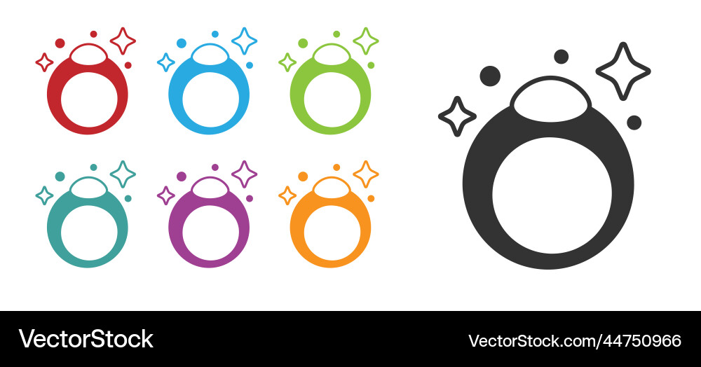 Black fantasy magic stone ring with gem icon Vector Image