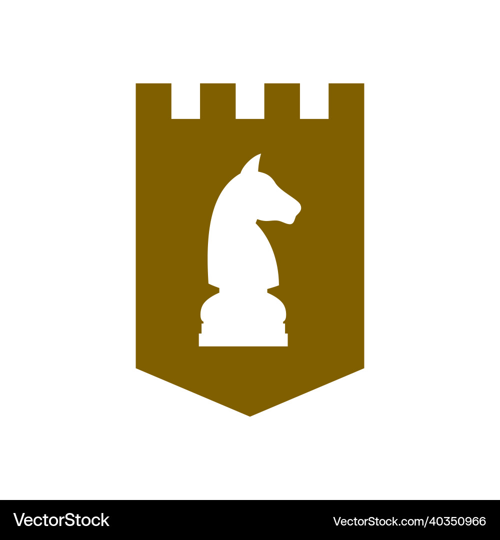 Castle and horse chess logo design Royalty Free Vector Image