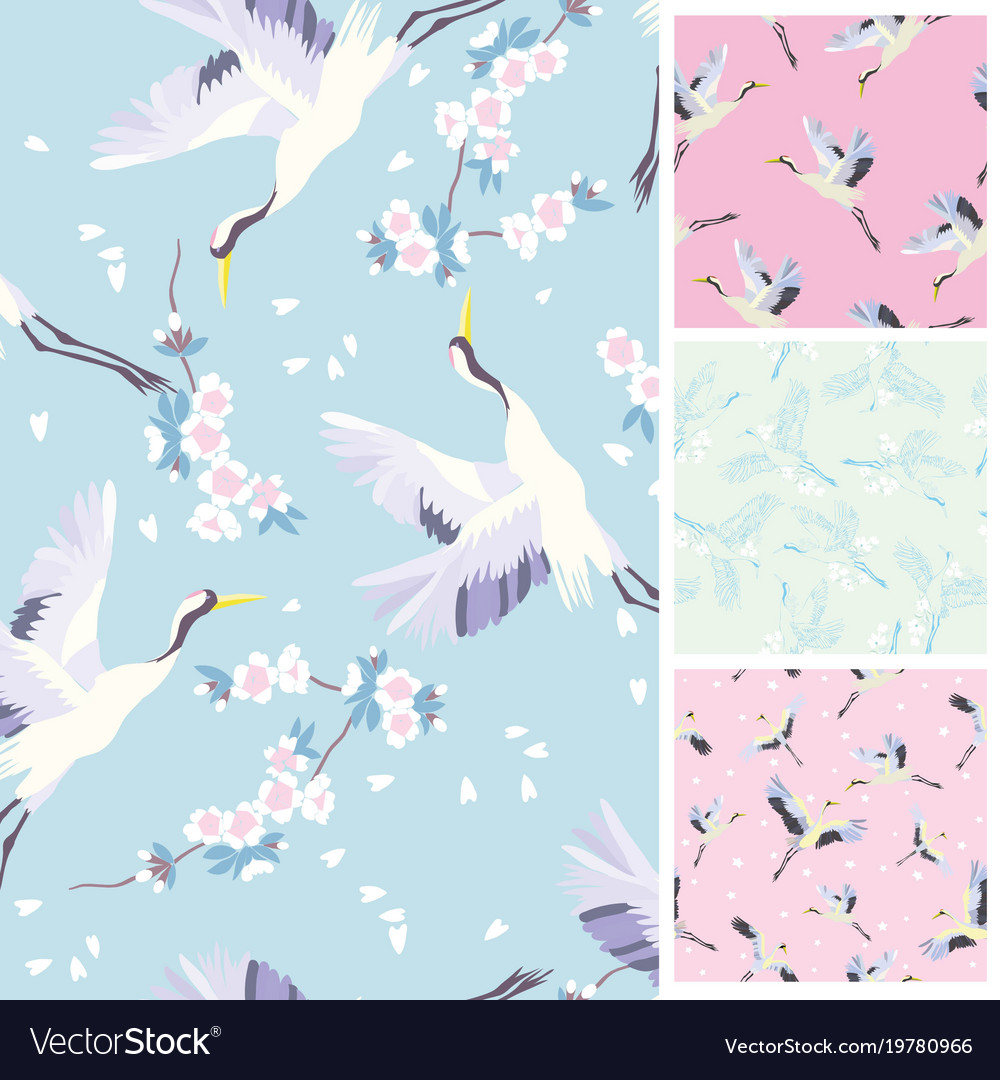 Crane pattern set Royalty Free Vector Image - VectorStock