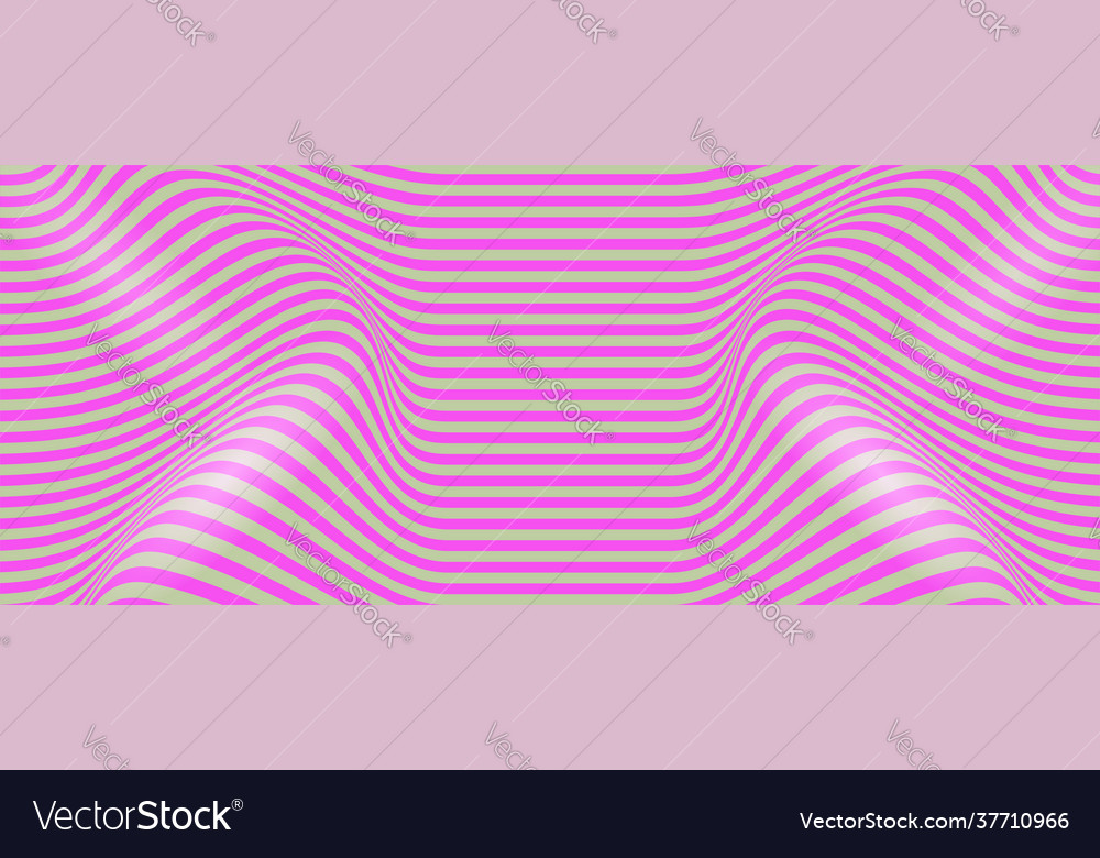 Curved wavy pink lines optical pattern Royalty Free Vector