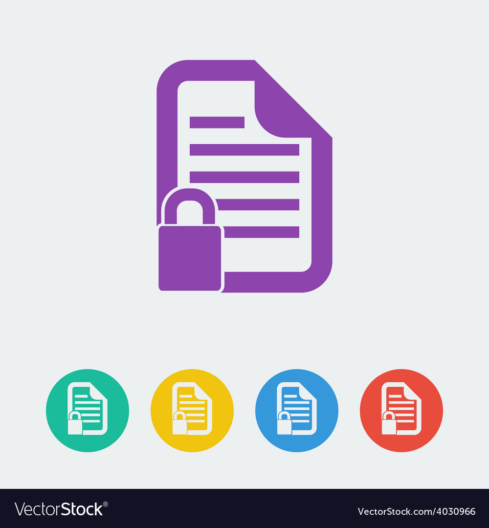 Document lock flat circle icon Royalty Free Vector Image