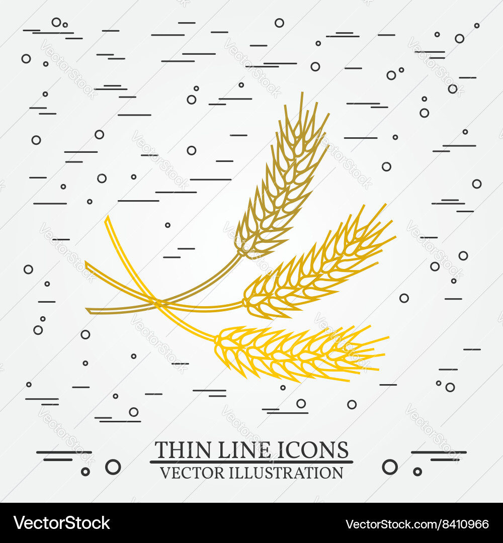 Ears of grain thin line design pen i Royalty Free Vector