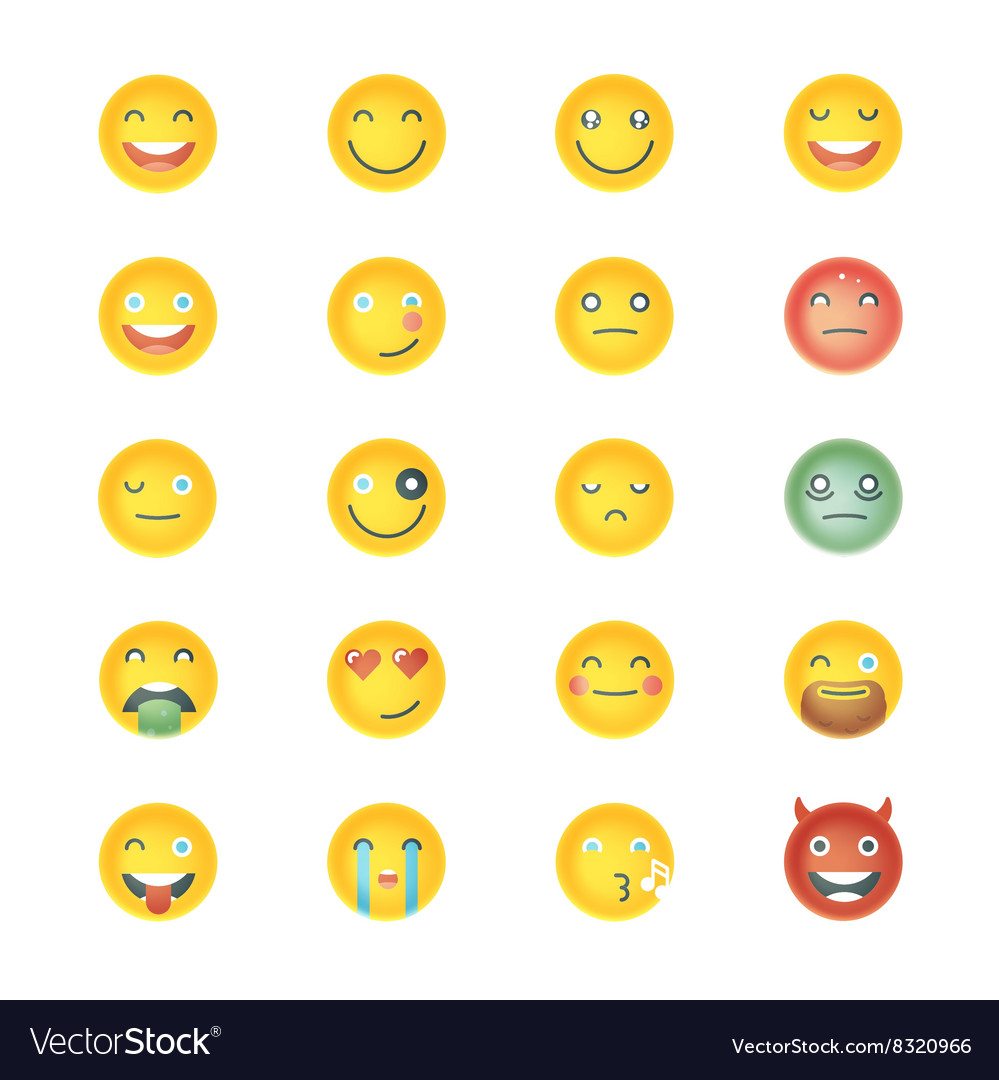 Emoticons collection set emoji different Vector Image