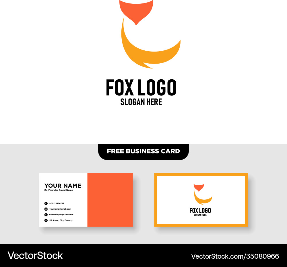 Fox logo design and business card template Vector Image