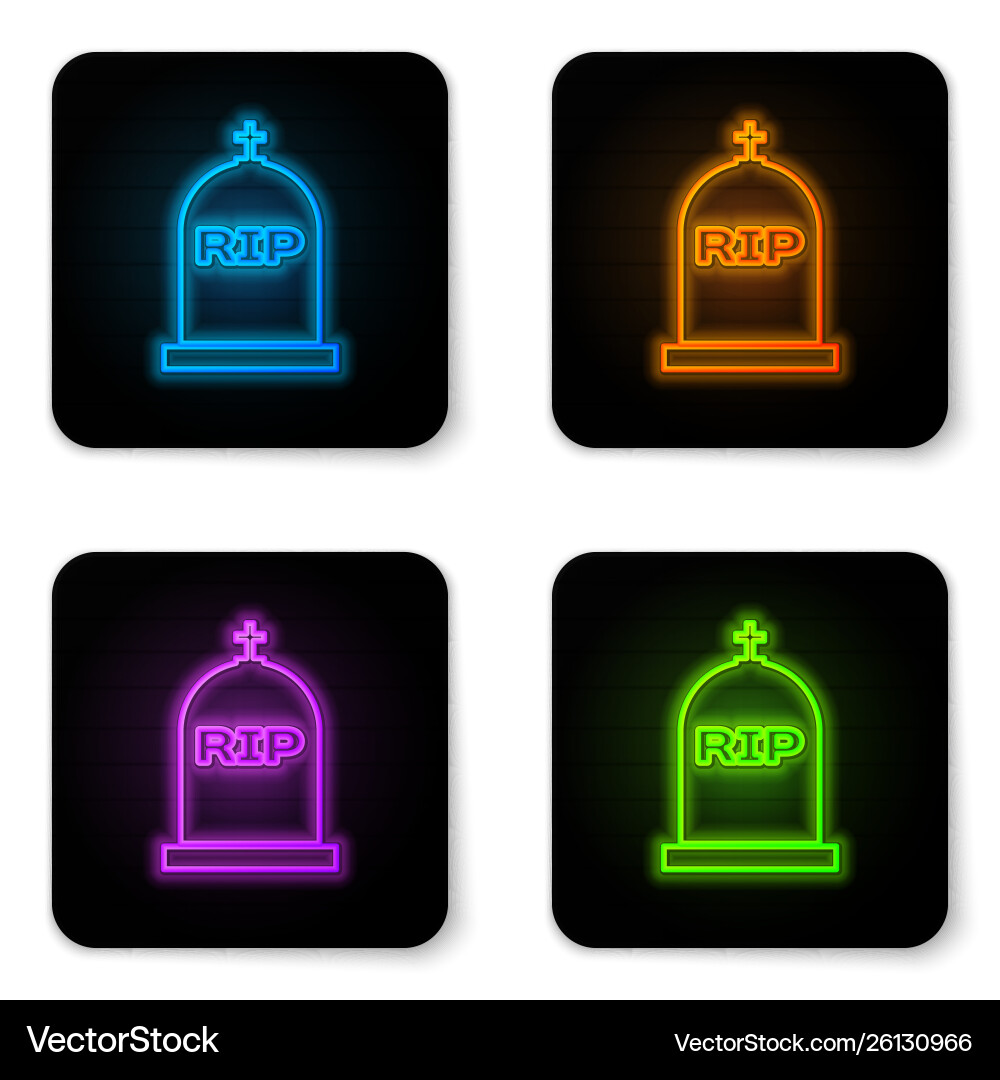 Glowing neon tombstone with rip written Royalty Free Vector
