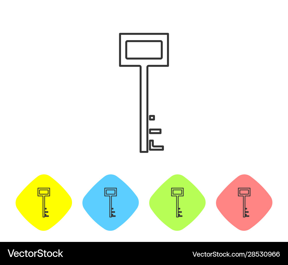 Grey line pirate key icon isolated on white Vector Image