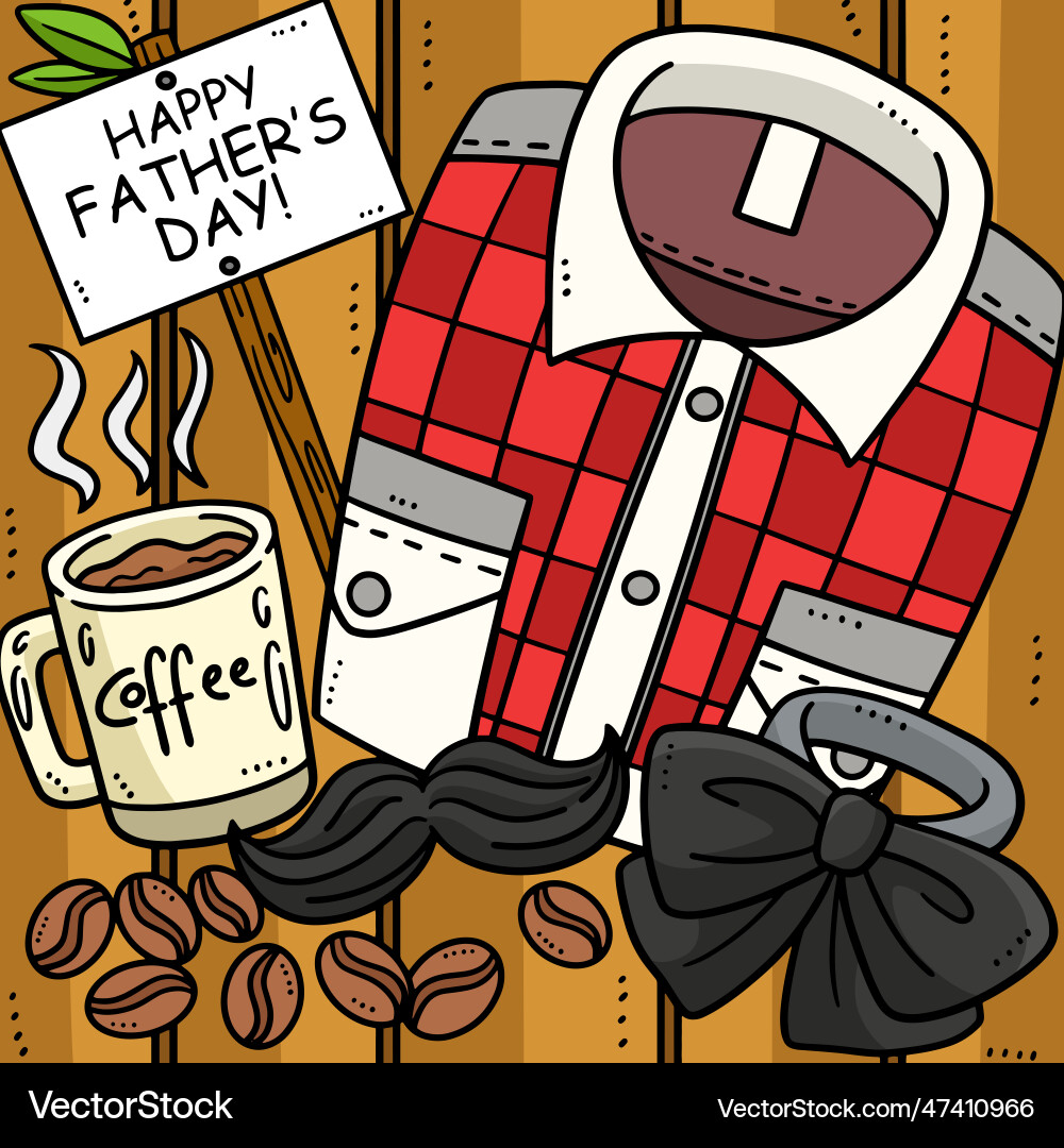 Happy fathers colored cartoon Royalty Free Vector Image