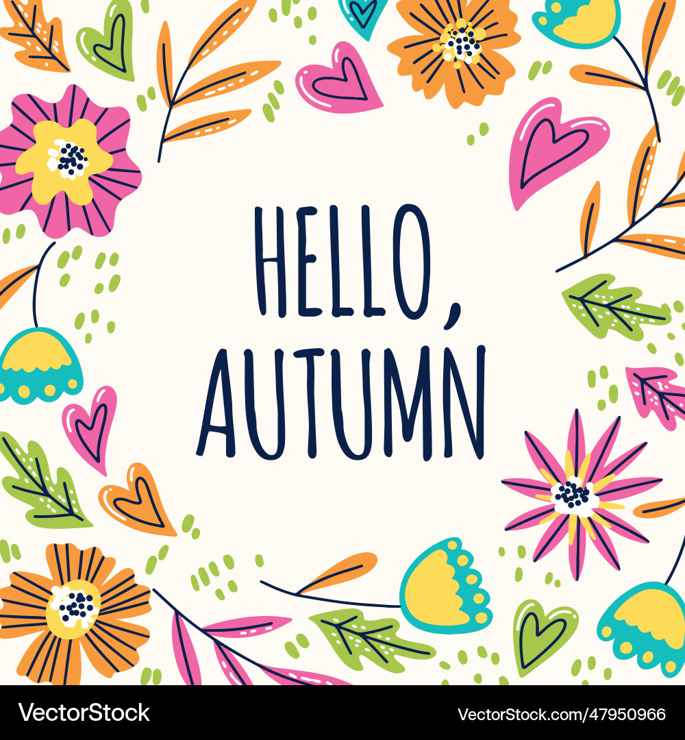 Hello autumn floral wreath Royalty Free Vector Image