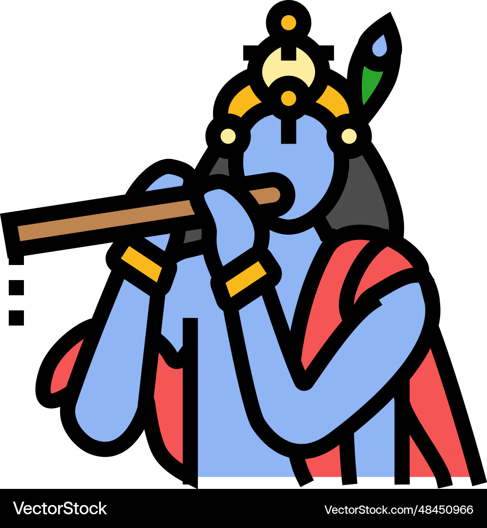 Krishna god indian color icon Royalty Free Vector Image