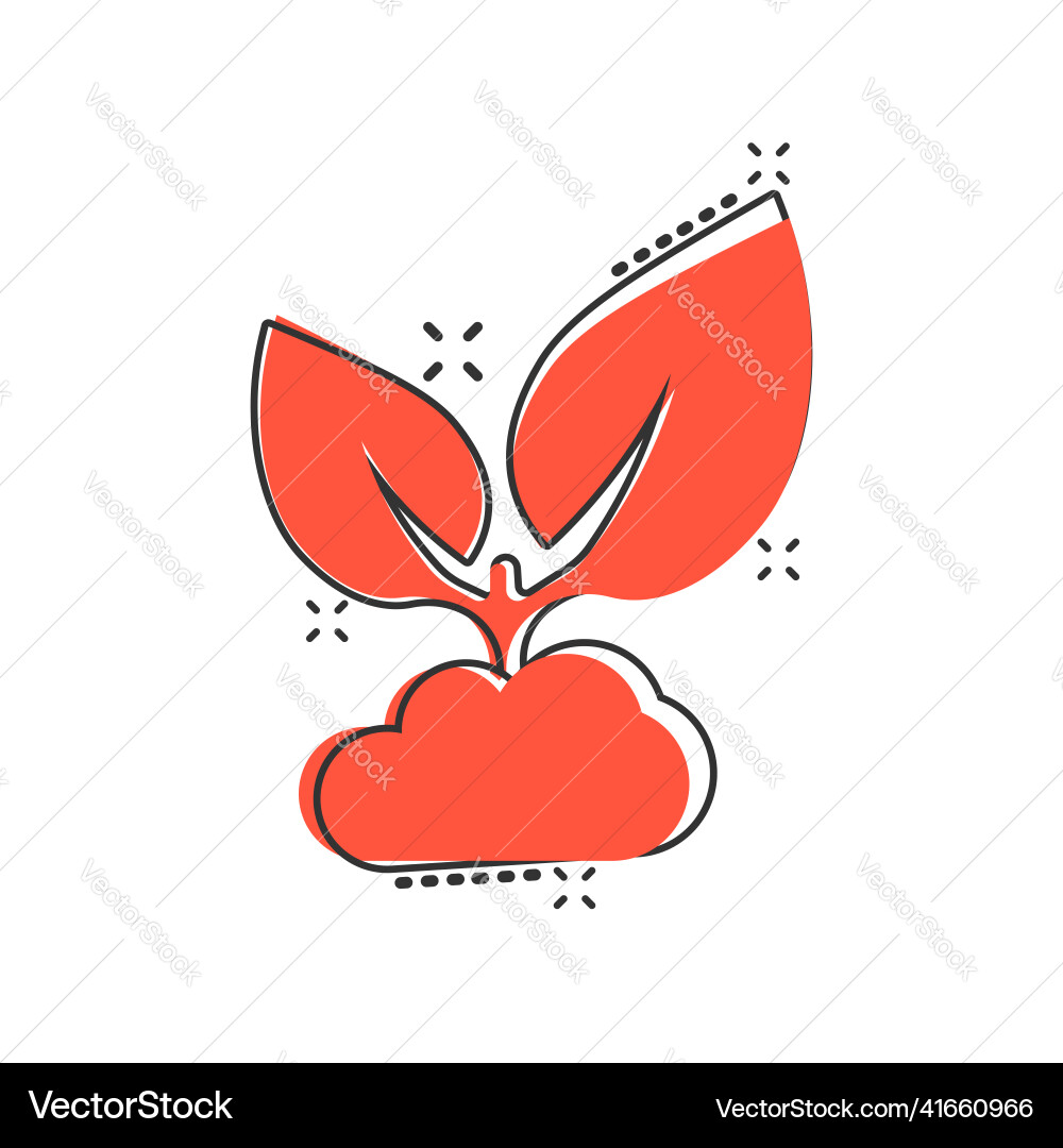 Leaf icon in comic style plant cartoon on white Vector Image