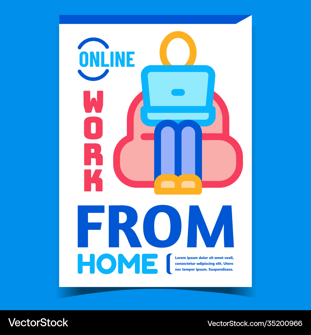 Online work from home promotional banner Vector Image