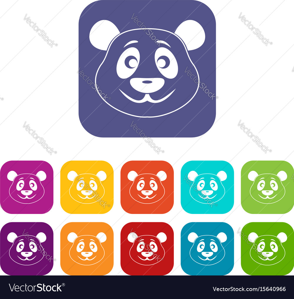 Panda icons set flat Royalty Free Vector Image
