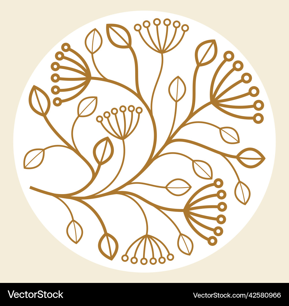 Round shape floral emblem isolated on white Vector Image