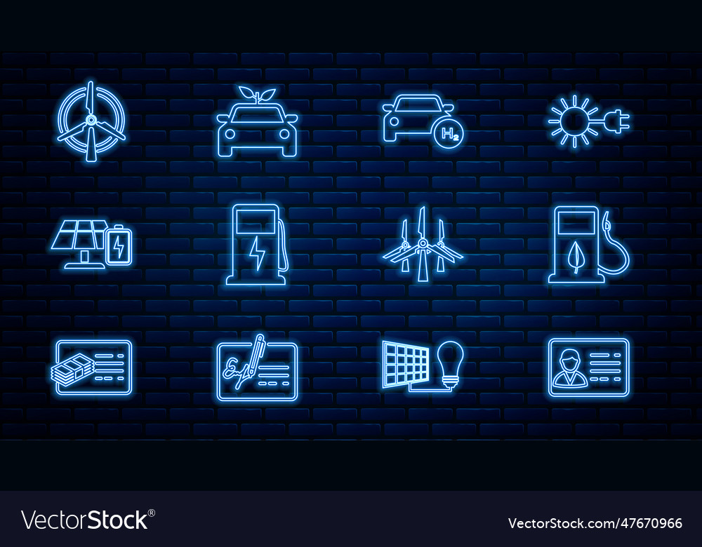 Set Line Identification Badge Hydrogen Car Vector Image