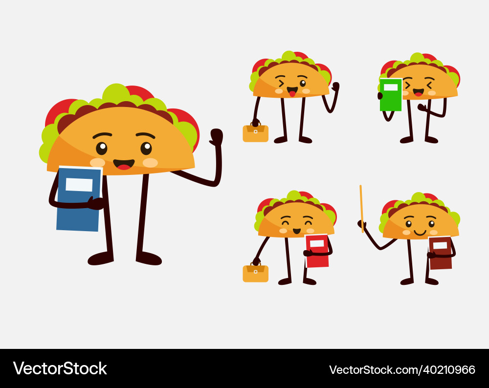 Set of sandwichmascot worker flat Royalty Free Vector Image