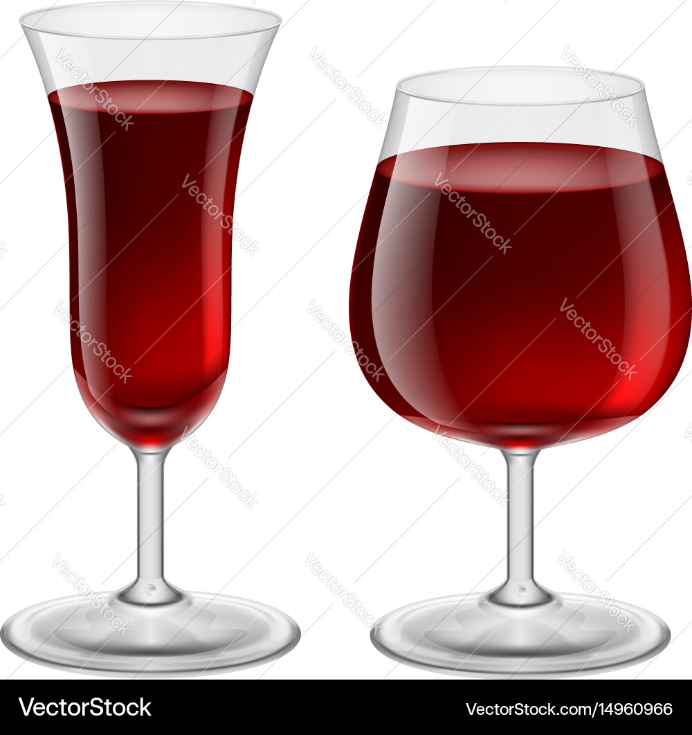 Two glasses of red wine for design Royalty Free Vector Image