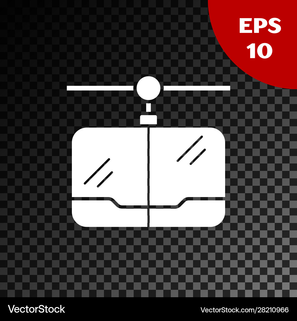 White cable car icon isolated on transparent dark Vector Image
