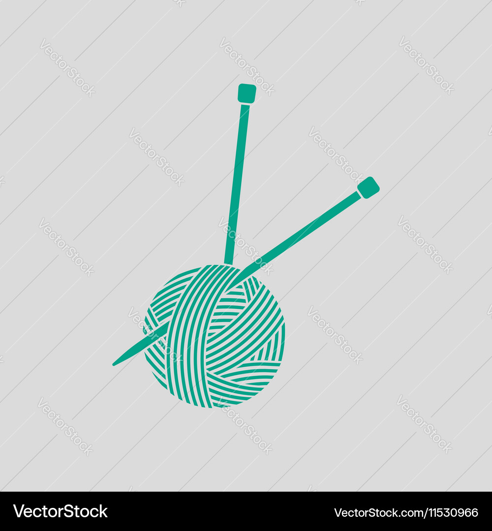 Yarn ball with knitting needles icon Royalty Free Vector