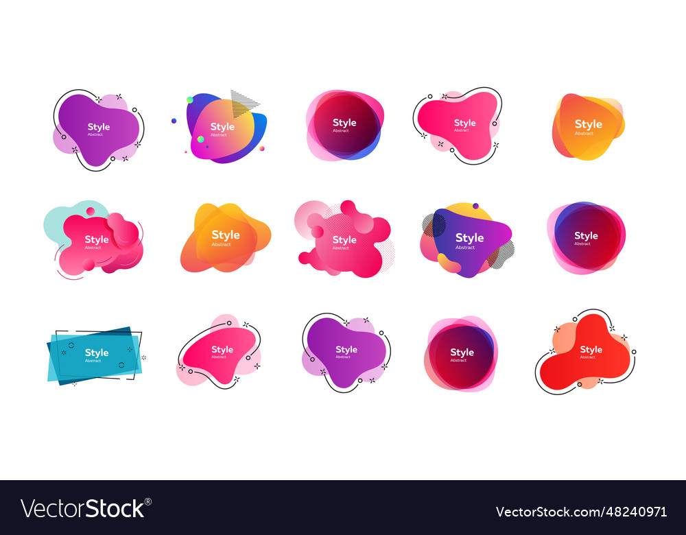 Bright multi layer irregular shapes set Royalty Free Vector