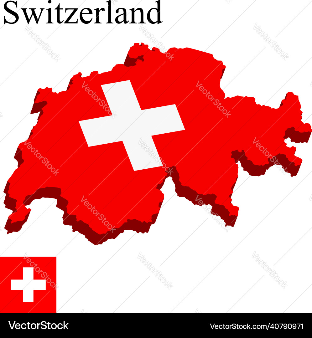 Flag of switzerland on map white background Vector Image