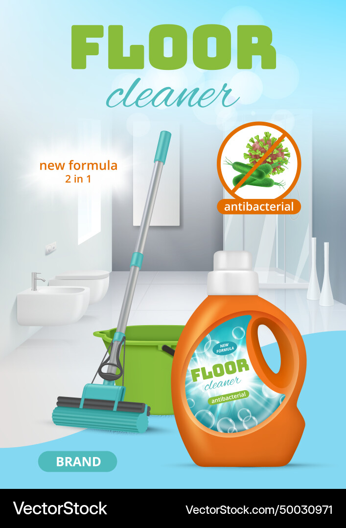 Floor cleaning mops washing home floor surfaces Vector Image